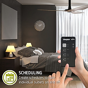 Energizer Connect 6 Outlet Smart Surge Protector, 1,200 Joules, Remote Access/Custom Schedules, Compatible with Alexa/Siri/Google Assistant, Low Profile Angled Plug with 3ft Cord, Connect to Your Wi-Fi