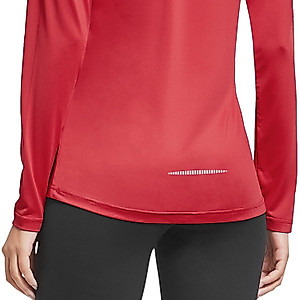BALEAF Women's Long Sleeve T-Shirt Quick Dry Running Hiking Shirts Workout Active Travel Tops Slim Fit Lightweight Comfy Soft Red Size M