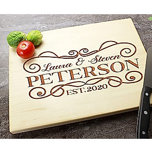 Personalized Mr and Mrs Cutting Board Wedding Gift for Couple Custom Engraved Cutting Board