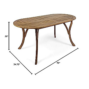 Christopher Knight Home Baia Outdoor 70" Oval Acacia Wood Dining Table, Teak