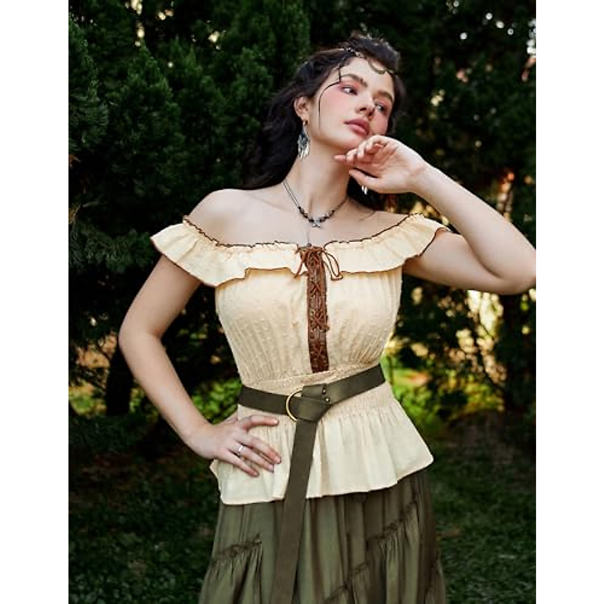 Scarlet Darkness Renaissance Pirate Leather Ring Belt Goth Retro Belt Green