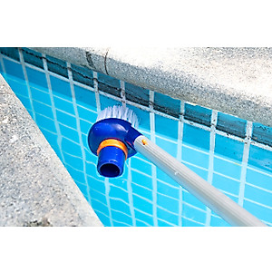 Aquatix Pro Pool Step & Corner Vacuum Brush Best for Above Ground & Inground Swimming Pools, Spas & Hot Tubs, Fine Bristles, 1-1/2 Hose & 1-1/4 Pole Connection, Tackles Hard to Reach Places