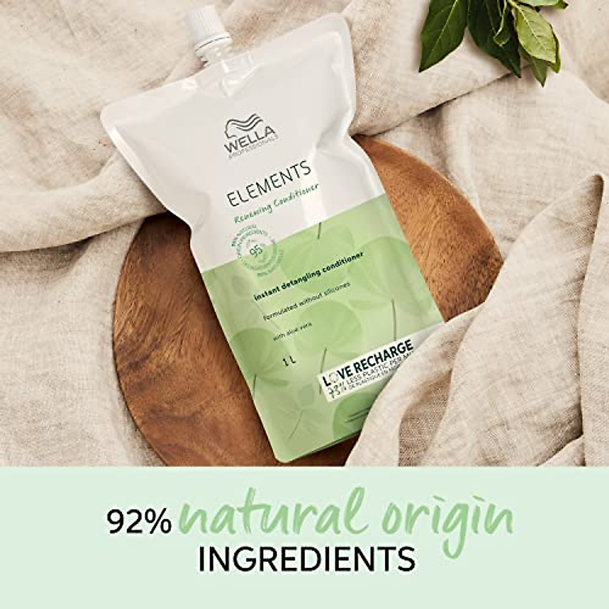 Wella Professionals Elements Gentle Renewing Conditioner| Gentle, Silicone-Free| Instant Detangling Conditioner| 1 Liter Pouch | 33.8 Fl Oz