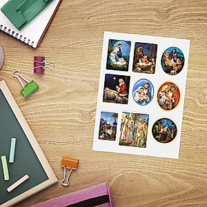 Assorted Holy Family Nativity Manger Scene Sticker Sheet Pack, Novelty Christmas Stickers for Sunday Schools, Stocking Stuffers, Church Giveaways, and More, 3 Sheets Included