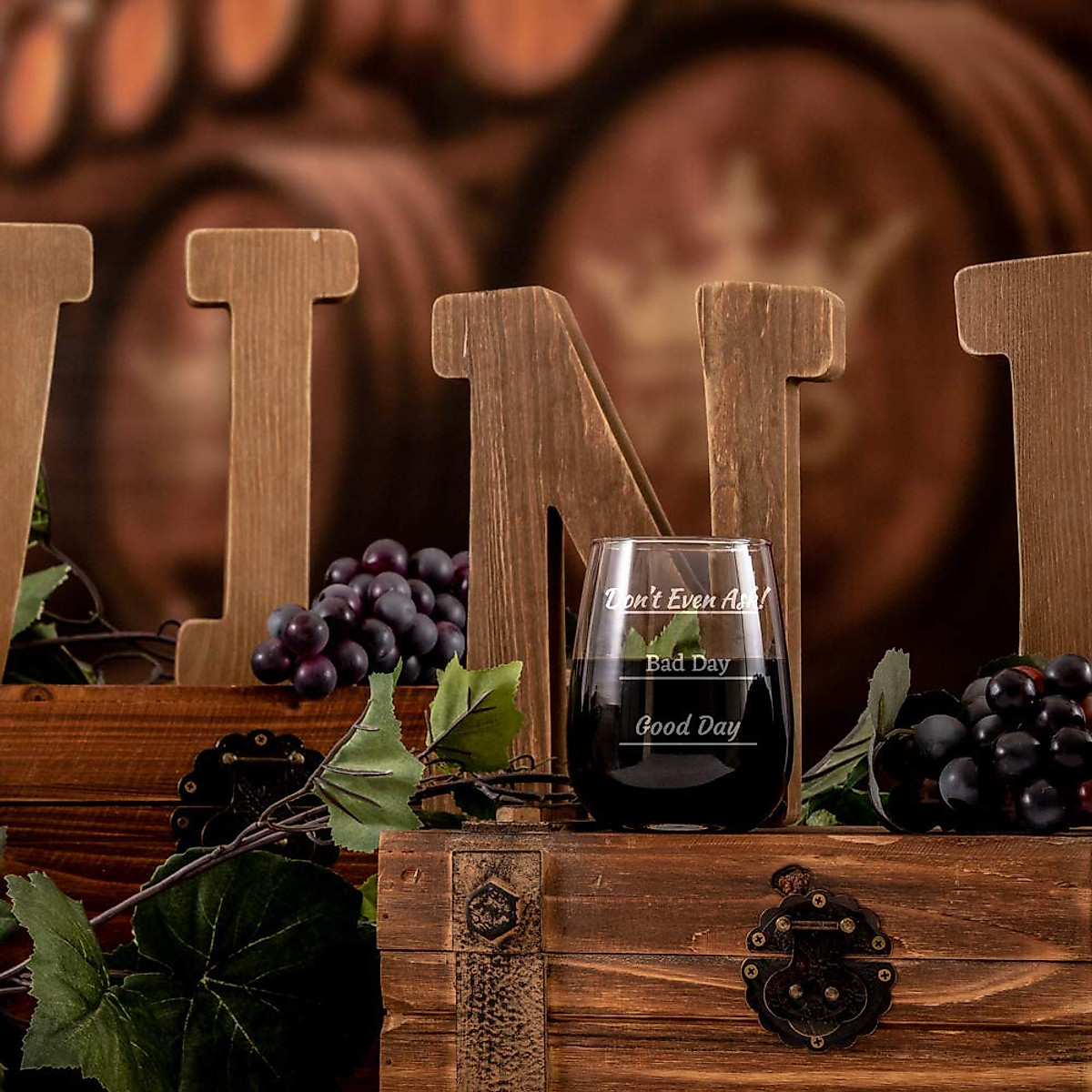 IT'S A SKIN Don’t Even Ask Bad Day Good Day |Stemless Wine Glass 17oz for red and white wine - Mothers Day, Grandmothers, grandma Incl free wine/food pairing card