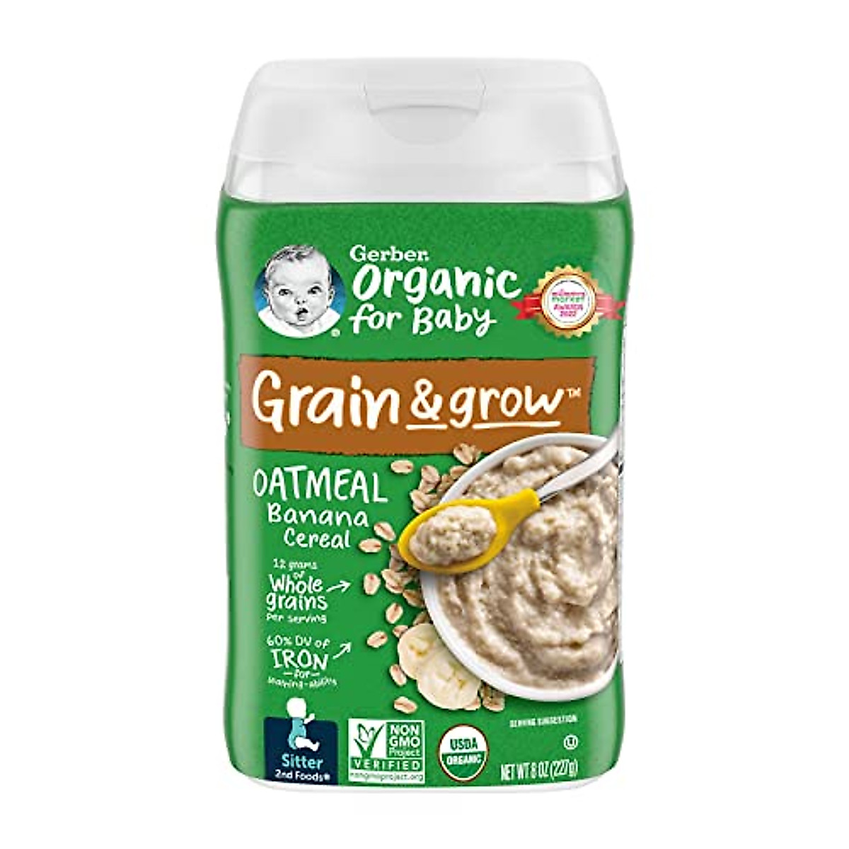 Gerber Organic 2Nd Foods Sitter Banana Oatmeal Baby Food Glass Jar, 8 Ounce