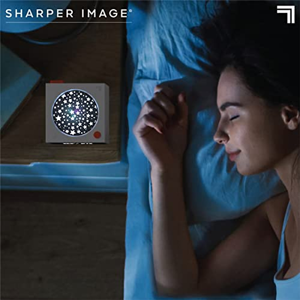 Sharper Image Projection Alarm Clock with Soothing Sounds and Relaxing Visuals, 4 Projections & 10 Soothing Soundscapes, Full-Function Digital Alarm Clock, Project Color-Changing Stars