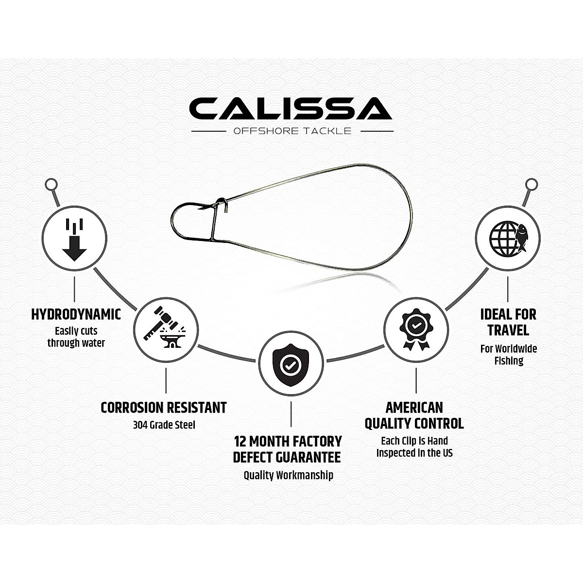 Calissa Offshore Tackle Kayak & Spearfishing Stainless Steel Fish Stringer Clip + 36” Steel Lanyard Speargun Spear Fishing Freediving Scuba Dive Diving Large Holder (Stainless Steel - No Clip)