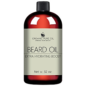 Sandalwood Beard Oil - Natural, Non-GMO, Facial Hair Hydrating & Conditioning Oil Blend - 32 oz - Bulk Sized, Promoting Growth and Silky Smooth Hair - Jojoba, Argan & More!