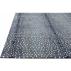 Wallard Antelope Cheetah Blue,Neutral,Grey,Mink Animal Contemporary Handmade 100% Woolen Area Rugs & Carpets (Blue, 9x12)