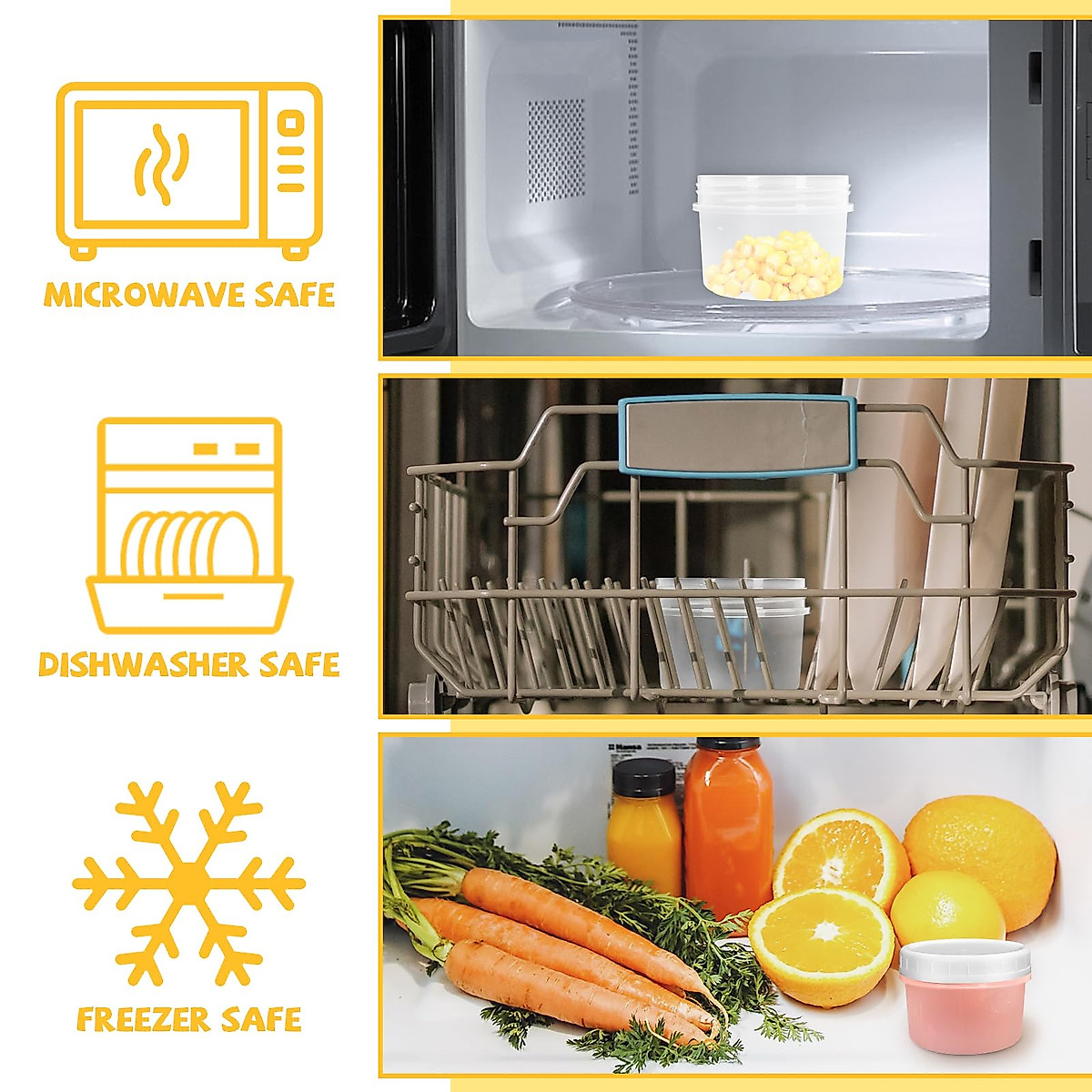 ISUSSER 10 Pack 4oz Reusable Small Plastic Containers with Screw Lids, Small Food Storage Freezer Containers, Deli Containers Stackable Food Storage Jars, Sauce Condiment Jars Lunch Box Accessories