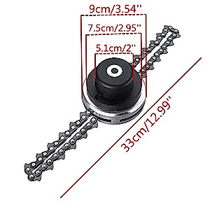 GOODTRADE8 Lawn Mower Chain Weed Trimmer Head,65Mn Garden Grass Trimmer Head with Coil Chain Fits for Straight Shafts Lawn Mower Garden Pole Trimmer Tools & Chain Mower & Garden Grass Trimmer (Red)