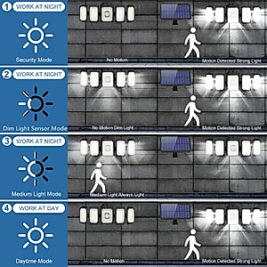 Solar Motion Lights Outdoor Indoor: LED Flood Light with 5 Heads Outside Security Lights Waterproof Solar Powered Light with 4 Lighting Mode - Solar Lighting for Inside House with Remote & Cord