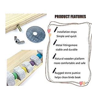 Litewoo Chinchilla Wooden Platform Perch with Teeth Chew Lava Stone Toys for Rat Hamster Squirrel Guinea Pig Chinchilla Bird Parrot