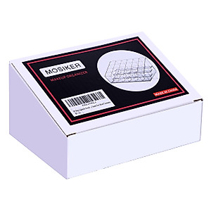 MOSIKER Lipstick Organizer,Small Clear Plastic Compact Lip Gloss Chapstick Perfume Sample Mascara Holder with 24 Slots