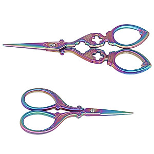 Asdirne Embroidery Scissors, Stainless Steel Sharp Tip Scissors, Thread Scissors DIY Tools for Embroidery, Craft, Needle Work, Art Work & Everyday Use, 2 Pcs, 4.7"/5.3",Colourful