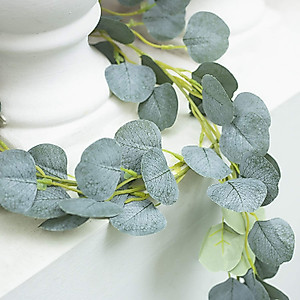 COOWAS 2 Pack Artificial Eucalyptus Leaves Garland Feet Fake Vine Leaves Greenery for Wedding Party Outdoor Garden Office Home Kitchen Bedroom Wall Decor
