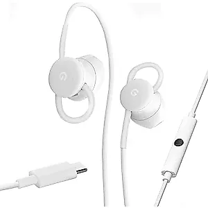UrbanX USB-C Wired Digital Earbud Headset Compatible with Google Pixel Phones and All Other Type C Audio Jack Phones – White