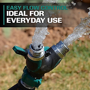 Hose Splitter, 2 Way Heavy Duty, Garden Faucet, Faucet Splitter, Hose y Splitter, Garden Hose y Splitter, Hose Bib Splitter, All Metal, with Shut off Valve