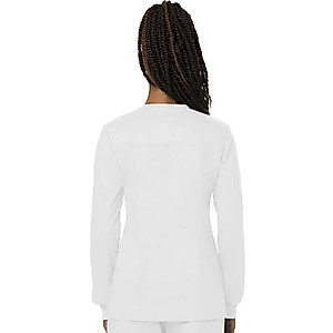 Cherokee Women's Snap Front Warm-up Jacket, White, Small