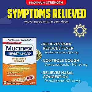 Mucinex Fast-Max Max Strength, Congestion & Headache Liquid Gels, 16ct