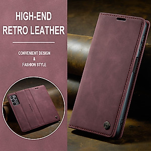 FCOZCKLOM Compatible with Samsung Galaxy A23 Wallet Phone Case with Card Holder Kickstand Protective Flip Folio Leather Case Wallet for Samsung Galaxy A23 6.6 inch (Wine Red)