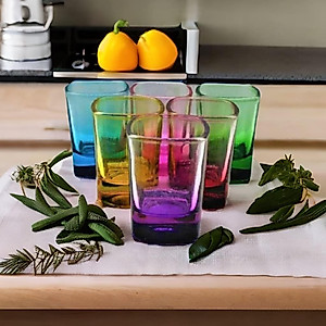 SWARLEY Shot Glasses Set - Cute Shot Glasses | Mini Shot - Tequila Glasses - Vasos de Chupito, Crystal Shot Glasses - Espresso Shot Glass - Colored Glass - Neon Shot (Multi Color) (6 pieces)