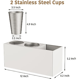 ZASIMO Wall Mount Hair Tool Organizer, Acrylic Hair Dryer Holder with 2 Stainless Steel Cup, Bathroom Accessories Storage for Blow Dryer, Curling Wand, Flat Iron, Hair Straighteners