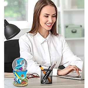 COTA Global Dolphin Sand Bucket Snow Globe - Water Globe Figurine with Sparkling Glitter, Collectible Novelty Ornament for Home Decor, for Birthdays, Christmas, and Valentine's - 65mm