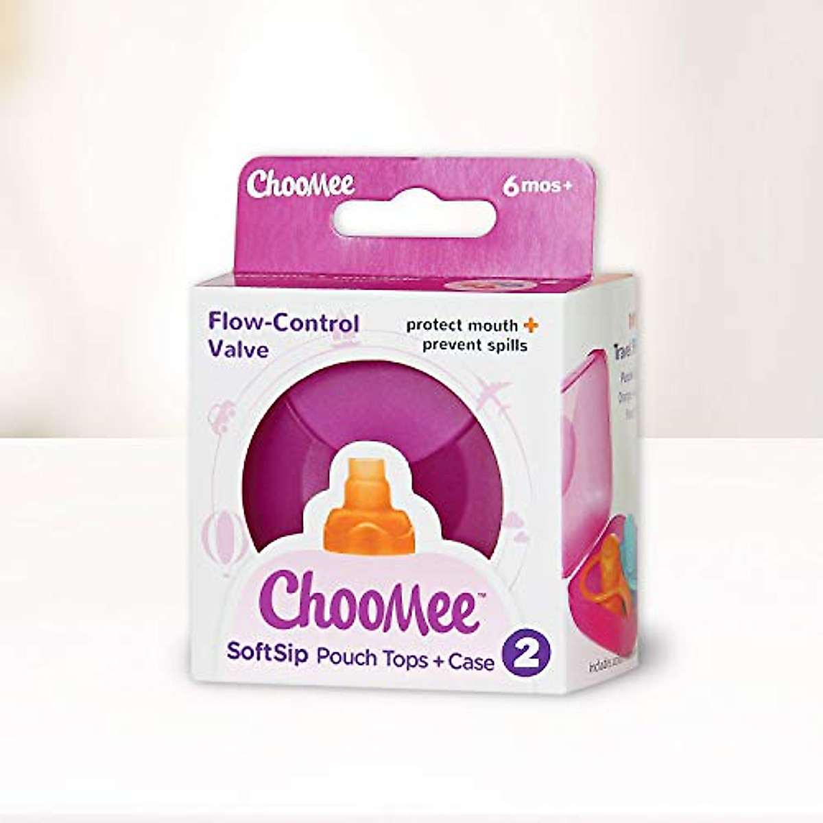 ChooMee SoftSip Food Pouch Tops | Orange Aqua + Purple Travel case | Prevent Spills and Protect Childs Mouth