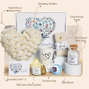 Sympathy Gift Baskets - Care Package for Women, Bereavement Gifts, Sympathy Gifts for Loss of Loved One, Condolences Gift Basket for Loss, Grief Gifts, Sorry for Your Loss Gifts (Ivory)