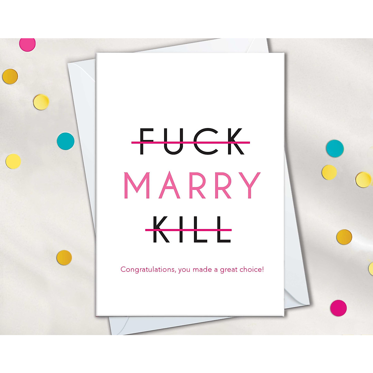 The Cardtel Funny Wedding Card for Couples Friends, Humor Congratulations Card For Newly Married or Engaged Couple, Wedding Gift For Bride, F Marry Kill Engagement Card For Newlyweds (F Marry K*ll)