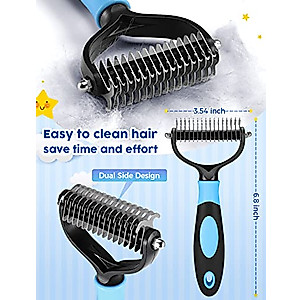 RIFNEEIM Pet Grooming Glove Brush, Cat Deshedding Glove with Double Sided Shedding and Dematting Rake Comb, Efficient Pet Hair Remover Massage Tool with Enhanced Five Finger Design for Cat Dog