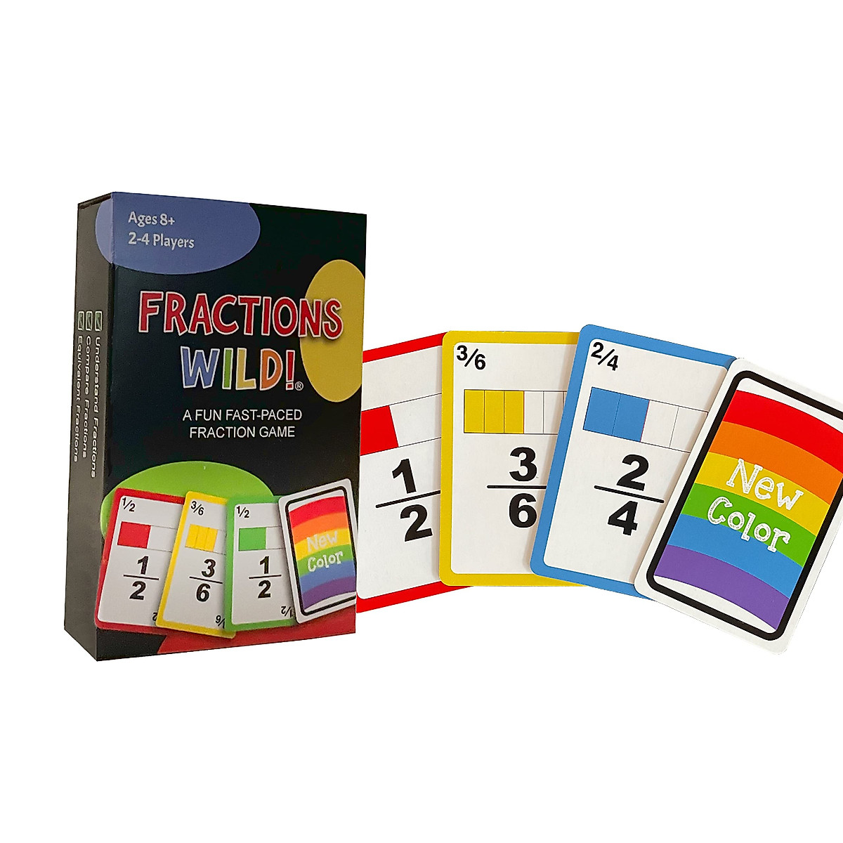 Fractions Wild - Match Fraction Number or Color to be The First to get rid of All Your Cards! Easy to Learn, Fun to pla Math Game for 3rd, 4th, 5th and 6th Grades.