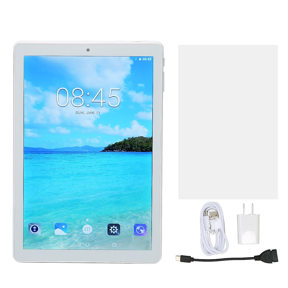 DAUERHAFT 10.1 Inch Tablet, 2GB 16GB Dual Camera Dual SIM Dual Standby US Plug 110-240V 1920x1200 Resolution Tablet Computer for Reading for Android 8.1 (Silver)
