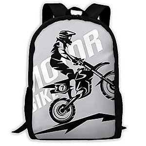 SARA NELL Girls Boys Bag Motocross Stylized Symbol Backpack For School College Laptop Bags Outdoor Daypack