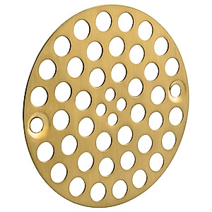 Artiwell 4’’ Shower Strainer Drain Trim Set, Solid Brass Screw-in Shower Strainer Drain Cover, Replacement Strainer Grid by Artiwell, Machine & Self-Tapping Screws Included (Brushed Gold)
