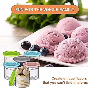 EVANEM 2/4/6PCS Creami Pints and Lids, for Ninja Pints,16 OZ Ice Cream Pints Cup Safe and Leak Proof Compatible NC301 NC300 NC299AMZ Series Ice Cream Maker,Pink+Blue-2PCS