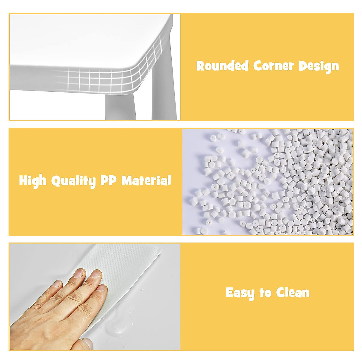 HONEY JOY Kids Table and Chair Set, Plastic Children Activity Table and 2 Chairs for Art Craft, Easy-Clean Tabletop, 3-Piece Toddler Furniture Set for Daycare Playroom, Gift for Boys Girls(White)