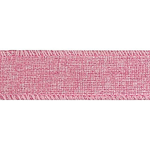 MEEDEE Pink Burlap Ribbon 1.5 Inch Pink Wired Ribbon Light Pink Burlap Ribbon Wired Baby Pink Ribbon for Baby Shower, Crafts, Wreath, Wedding, Gift Wrapping, Garland, Bows Making, Swag (10 Yards)