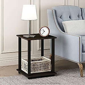 Furinno Jaya End Table, One, Black Wood & Simplistic Set of 2 End Table, Espresso/Black
