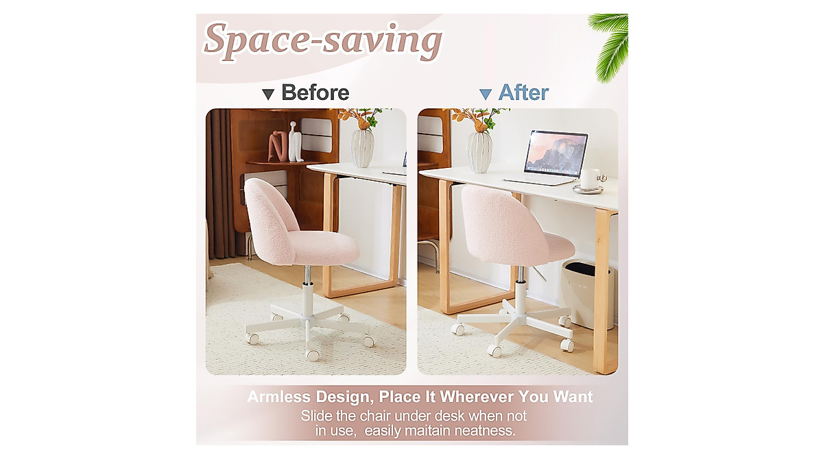Cute Teddy Desk Chair: Comfy Armless Office & Vanity Seat