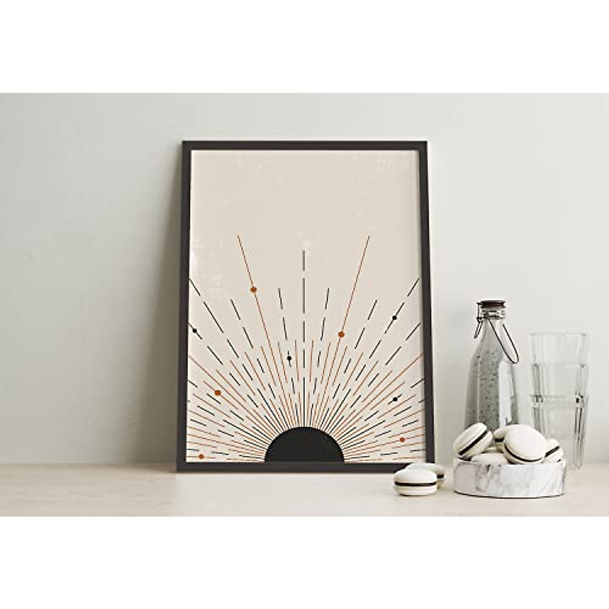 Sun Moon Rainbow Line Art, Boho Minimalist Decor, Mid Century Modern Decor, Bedroom, Living, Laundry Room Prints, Set of 3 Wall Art, 11x14inch Unframed