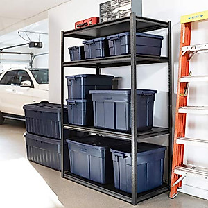 Rubbermaid Roughneck Home/Office 18 Gallon Rugged Latching Plastic Storage Tote with Lid, Dark Indigo Metallic (12 Pack)