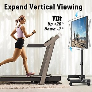 YOMT Mobile TV Cart Rolling TV Stand for 13-50 inch Screens, Tilting and Rotating Mount, Portrait to Landscape, Height Adjustable Portable TV Stand with Wheels Holds up to 44lbs Max VESA 200x200mm