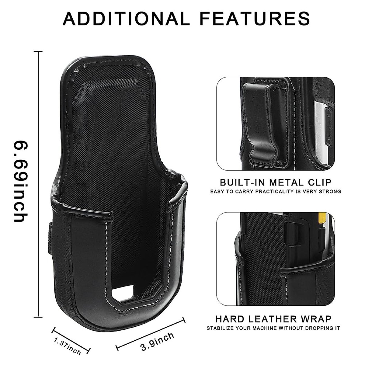 Scanner Holster for Zebra Symbol TC77, TC70, TC72, TC75, TC70x, TC75x Handheld Barcode Scanner - Carrying Case and Holder with Belt Clip, Pouch Supports Trigger Handle, SG-TC7X-HLSTR1-02