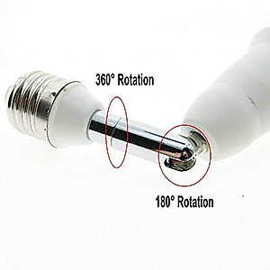 Aukora E26 E27 Light Bulb Socket Extender, Bendable Medium Base Light Socket Converter for Motion Sensor Light Bulb Standard LED Bulbs, Adjustable Vertical 180° Horizontal 360°(2 Pack)