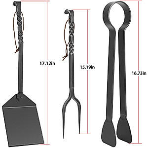Heavy Duty Forged Utensils BBQ Grill Tool Sets, Blacksmith Hand Forged Grill Tools, Extra Thick Stainless Steel Spatula, Fork and Tongs, for Master Griller,3 Pack