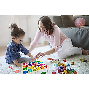 Alphabet Puzzle Wooden Puzzles for Toddlers 3 4 5 Year Old, ABC Puzzle Shape Alphabet Learning Puzzles Toys with Puzzle Board & Letter Blocks, Preschool Educational for Girls Boys