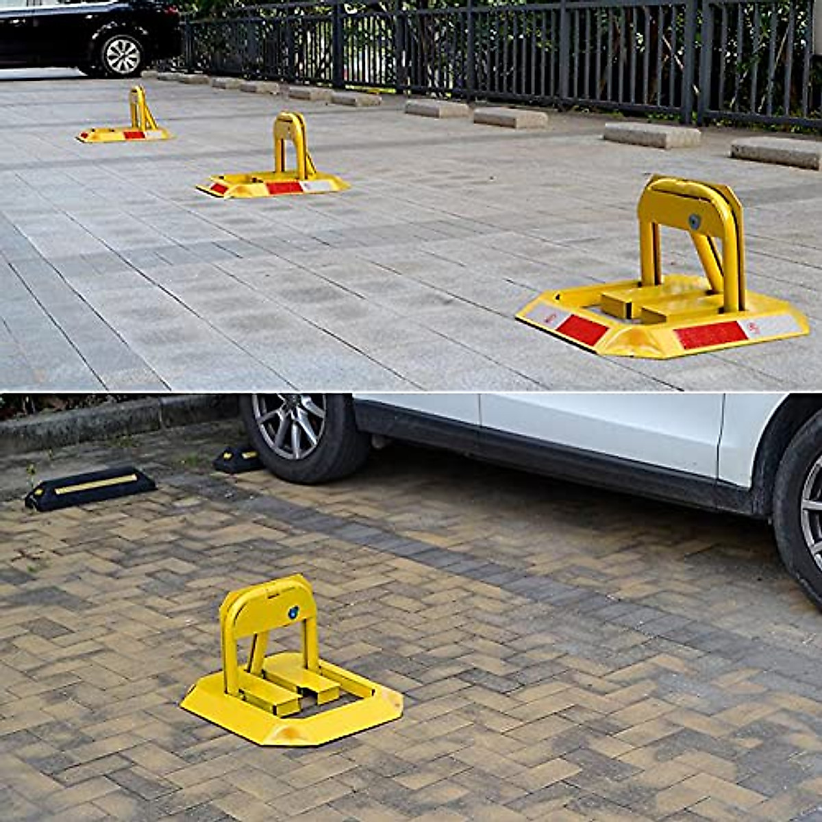 Folding Parking Barrier,Parking Space Lock Manual Parking Blocker,Thickened Safety Anti Parking Blocker,for Private Parking Spaces in Parking Garages